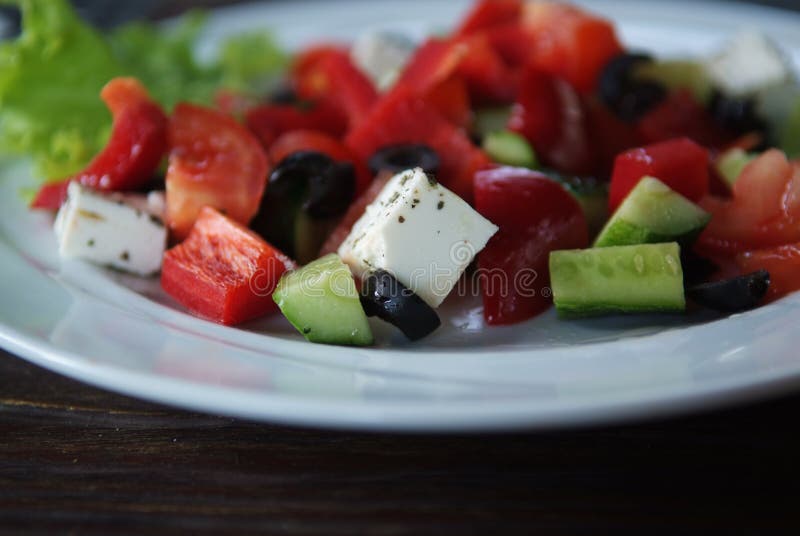 Up Close Photo of a Greek Salad Stock Image - Image of ingridient ...