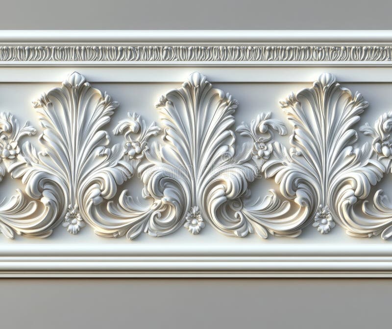 An Up-close Shot of Bas-relief Patterned Stucco Plants on a Pillar ...