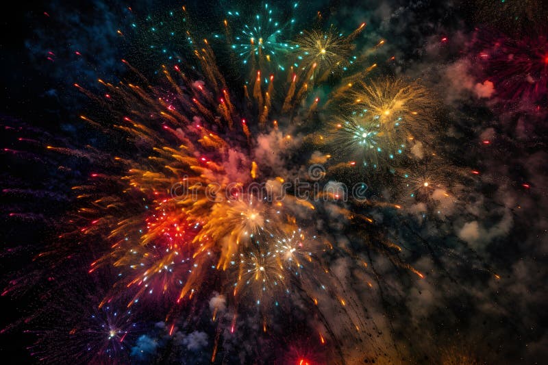 Up-close View of a Firework Exploding in the Night Sky, Capturing the ...