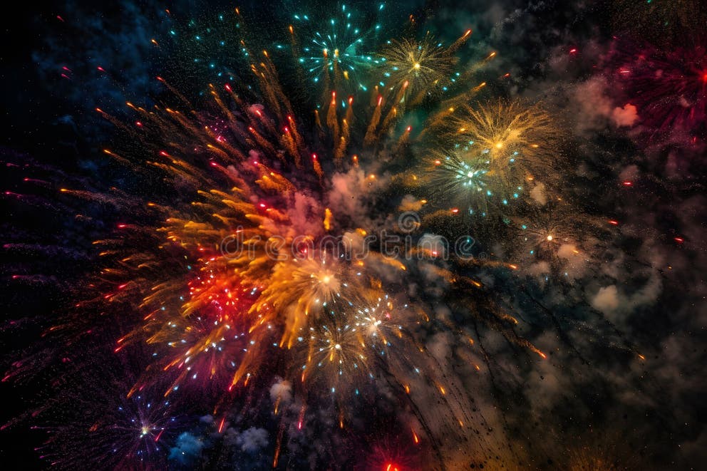 Up-close View of a Firework Exploding in the Night Sky, Capturing the ...