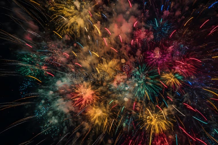 Up-close View of a Firework Exploding in the Night Sky, Capturing the ...