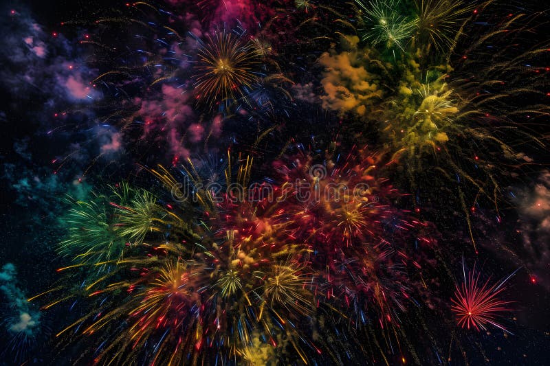 Up-close View of a Firework Exploding in the Night Sky, Capturing the ...