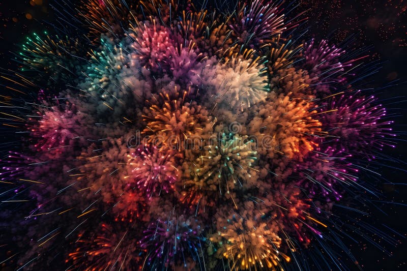 Up-close View of a Firework Exploding in the Night Sky, Capturing the ...