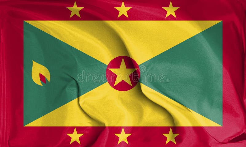 An Up Close View of Grenada Flag Flying Textures Stock Image - Image of ...