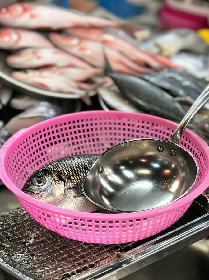 An Up-close View of a Market Stall Filled with Fresh Fish Stock Photo ...