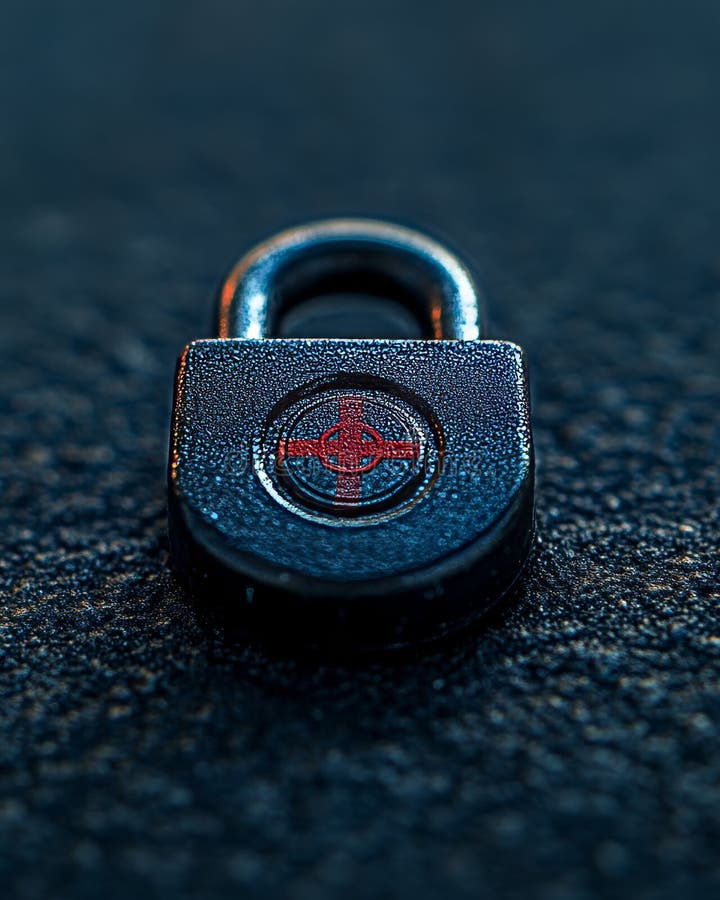 An Up-close View of a Modern Padlock Adorned with a Red Target Symbol ...