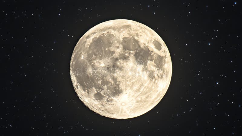 Radiant Full Moon with Intricate Surface Details Stock Photo - Image of ...