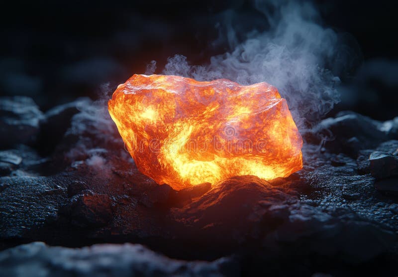 An Up-close View of a Rock with Flames Erupting Stock Image - Image of ...