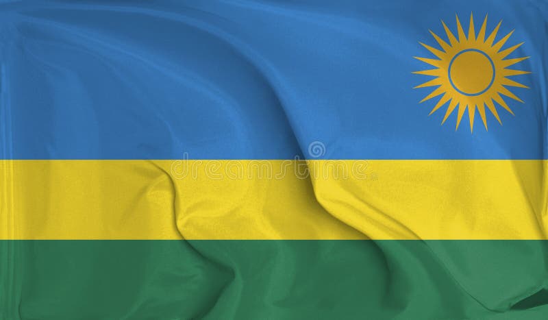 An Up Close View of Rwanda Flag Flying Textures Stock Illustration ...
