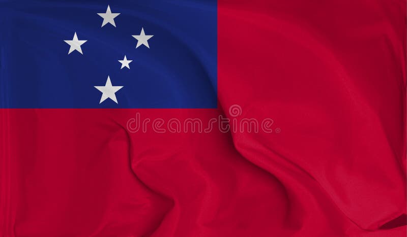 An Up Close View of Samoa Flag Flying Textures Stock Illustration ...