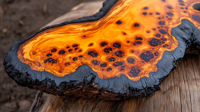 An Up-close View of a Scorched Tree Trunk Displaying Complex Wood Grain ...