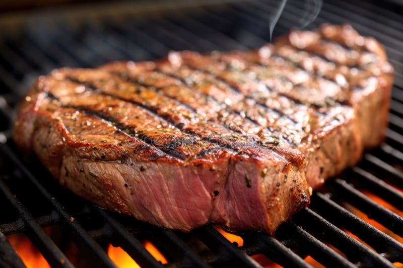 An Up-close View of Seared Grill Marks on T-bone Steak Stock Photo ...