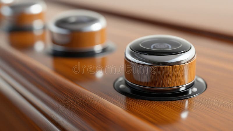 Close-up of Sleek, Wooden Control Knobs with Integrated Technology ...