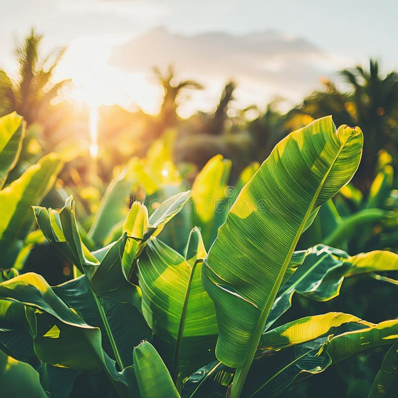 An Up-close View of Tropical Leaves with Large, Glossy Surfaces that ...