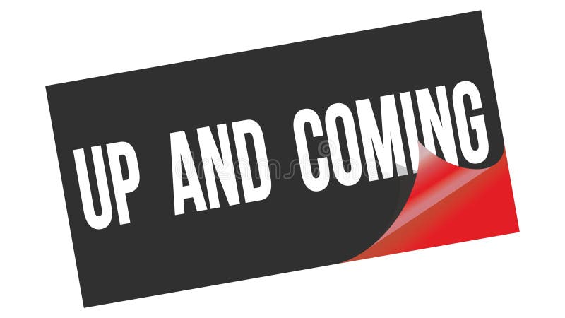 UP and COMING Text on Black Grungy Vintage Stamp Stock Image - Image of ...