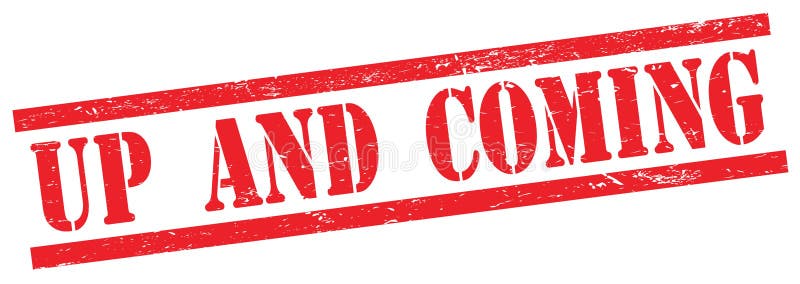 UP and COMING Text on Red Grungy Rectangle Stamp Stock Illustration ...