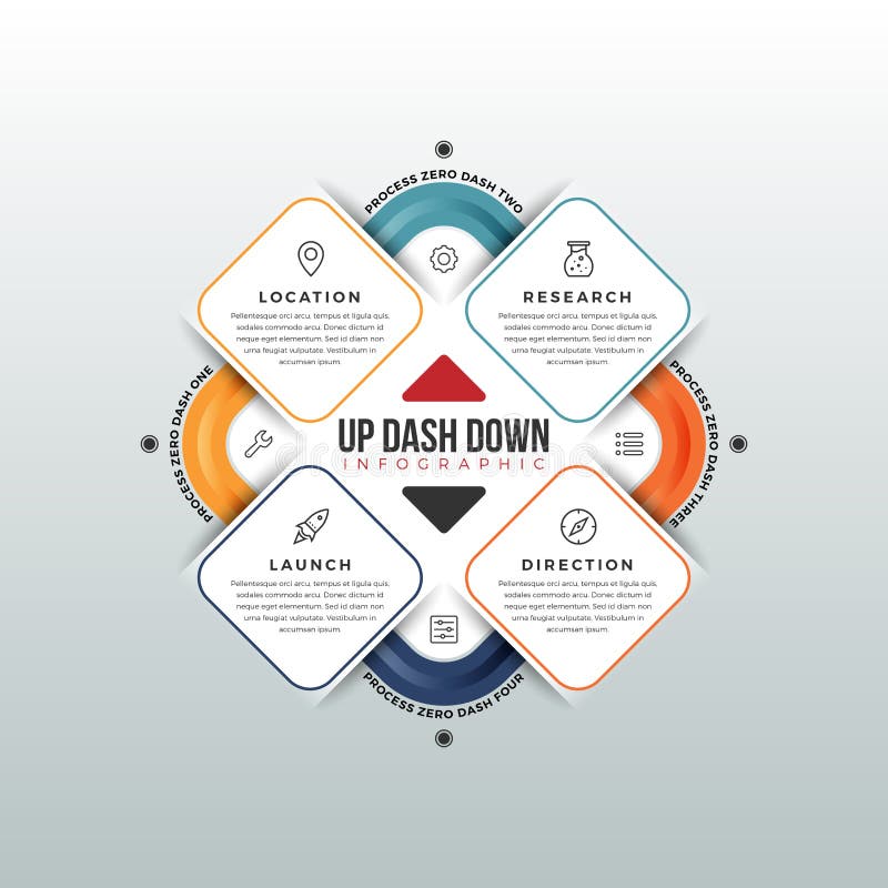 Up Dash Down Infographic stock vector. Illustration of flowchart - 79528486