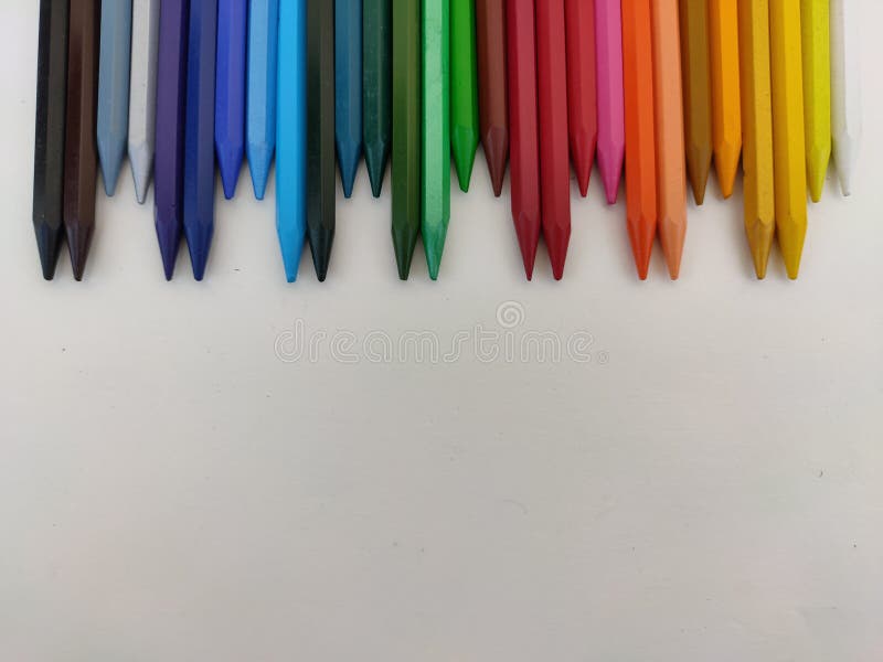Up and Down Arrangement of Crayon Colors on White Background. Stock ...