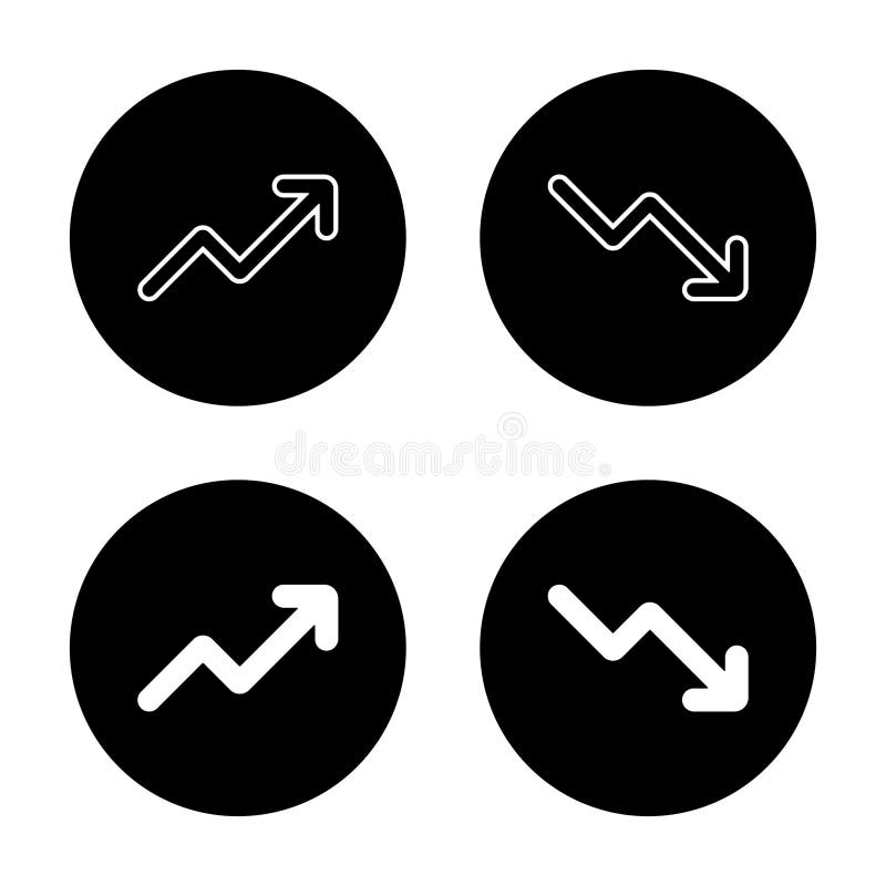 Up and Down Arrow Icon on Black Circle. Increase and Decrease Concept Stock Vector ...