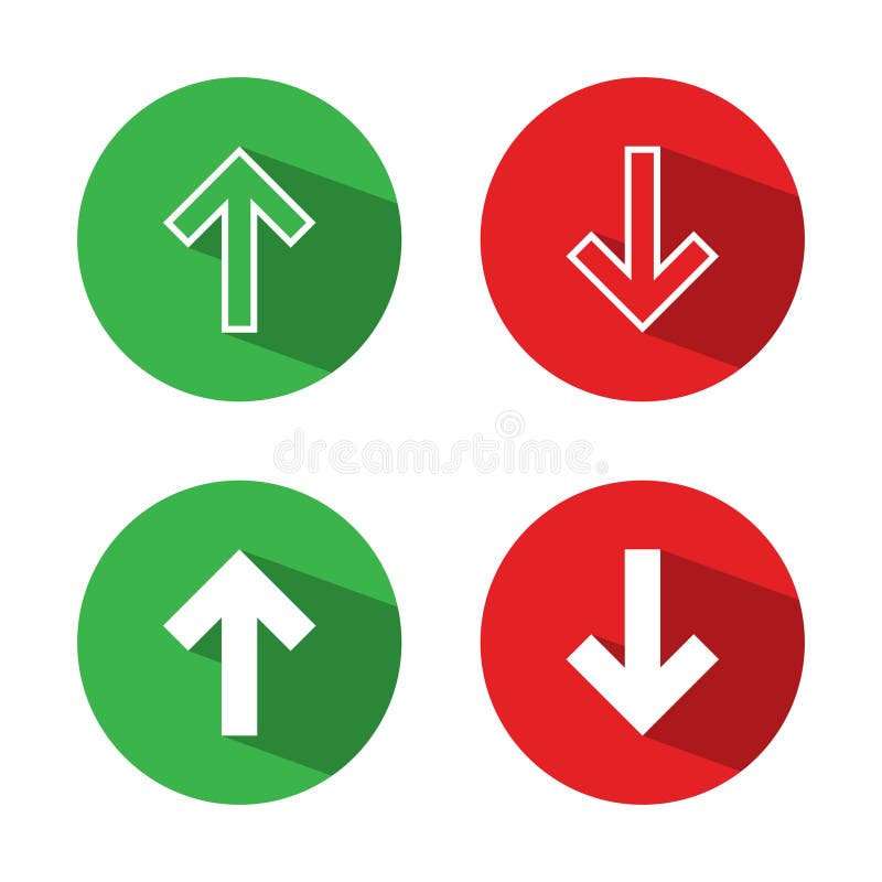 Up and Down Arrow Icon Set with Long Shadow Stock Illustration ...