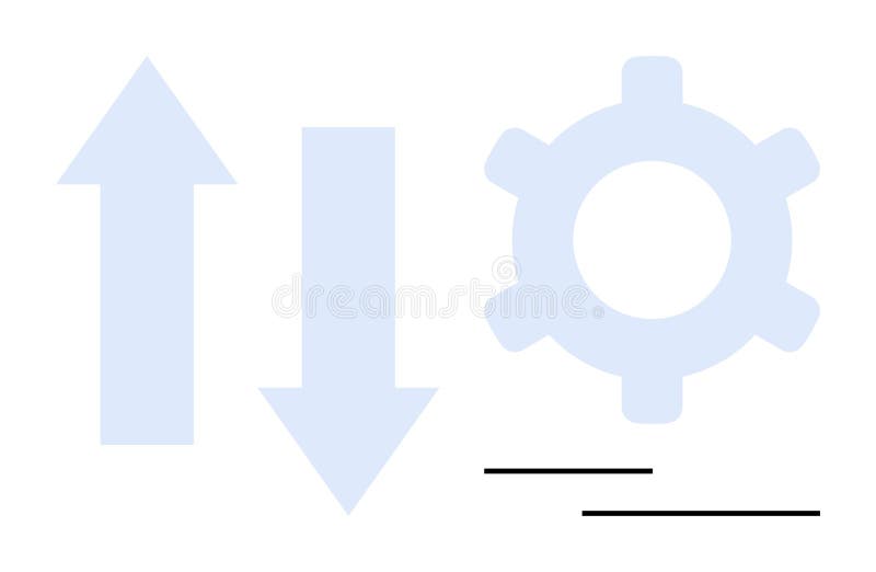 Gear and Arrows Representing Workflow, Progress, and Performance Dynamics Stock Illustration ...