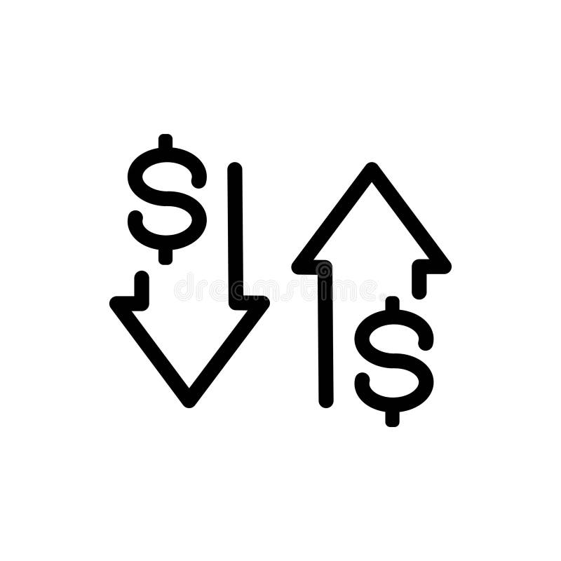 Up and Down Arrows with Dollar Sign in Flat Icon Design on White Color ... Up and Down Arrows with Dollar Sign in Flat Icon Design on White Color ...