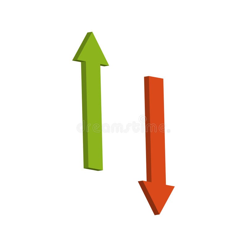 Up and Down Arrows in Green and Red. Vector Illustration. Stock Image ...
