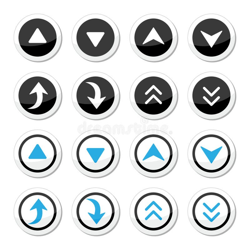 Up and Down Arrows Round Icons Set Stock Illustration - Illustration of ...