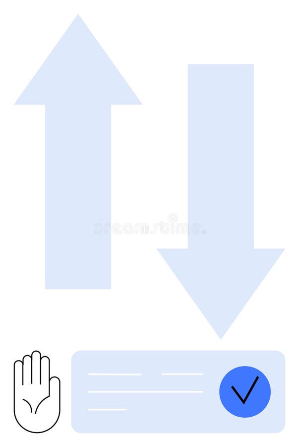 Up and Down Arrows with Stop Hand and Checkmark Symbolizing Decisions ... Up and Down Arrows with Stop Hand and Checkmark Symbolizing Decisions ...