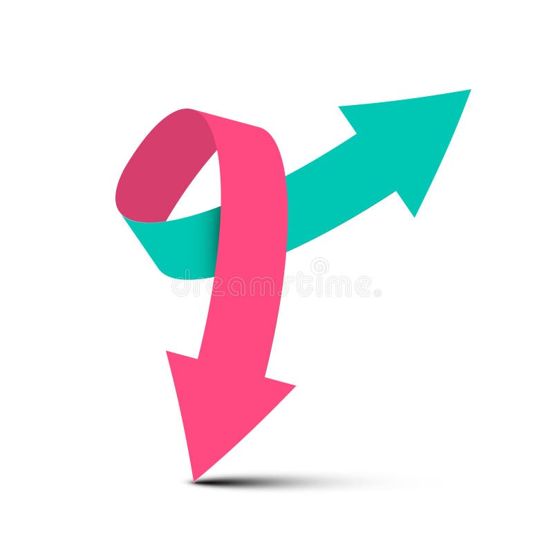 Arrow Symbol. Left, Right, Up and Down Colorful Bent Paper Arrows Set ...