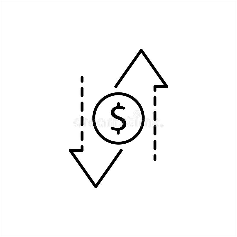 Up and Down Black Arrows with Dollar Symbol Icon.Financial Illustration ...