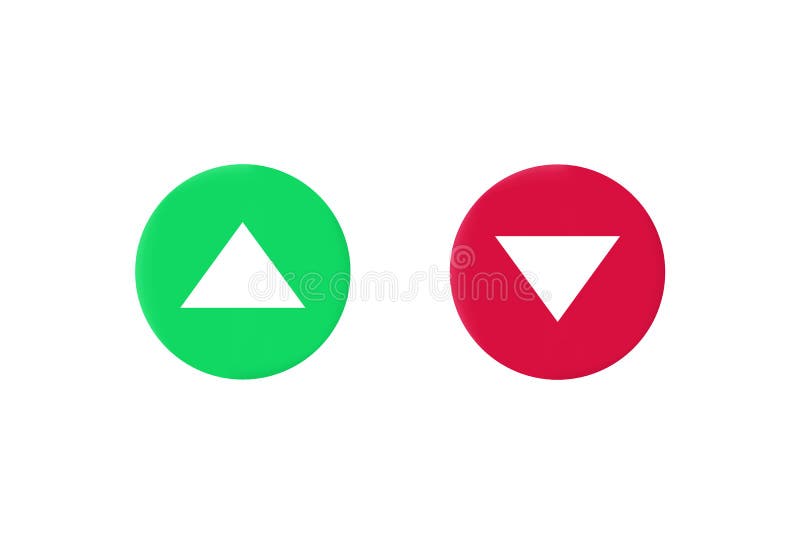 Up and Down Buttons. Red Arrow and Green Indicating Direction Stock ...
