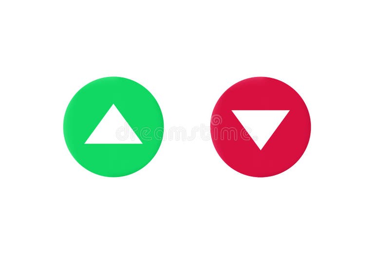 Up and Down Buttons. Red Arrow and Green Indicating Direction Stock ...