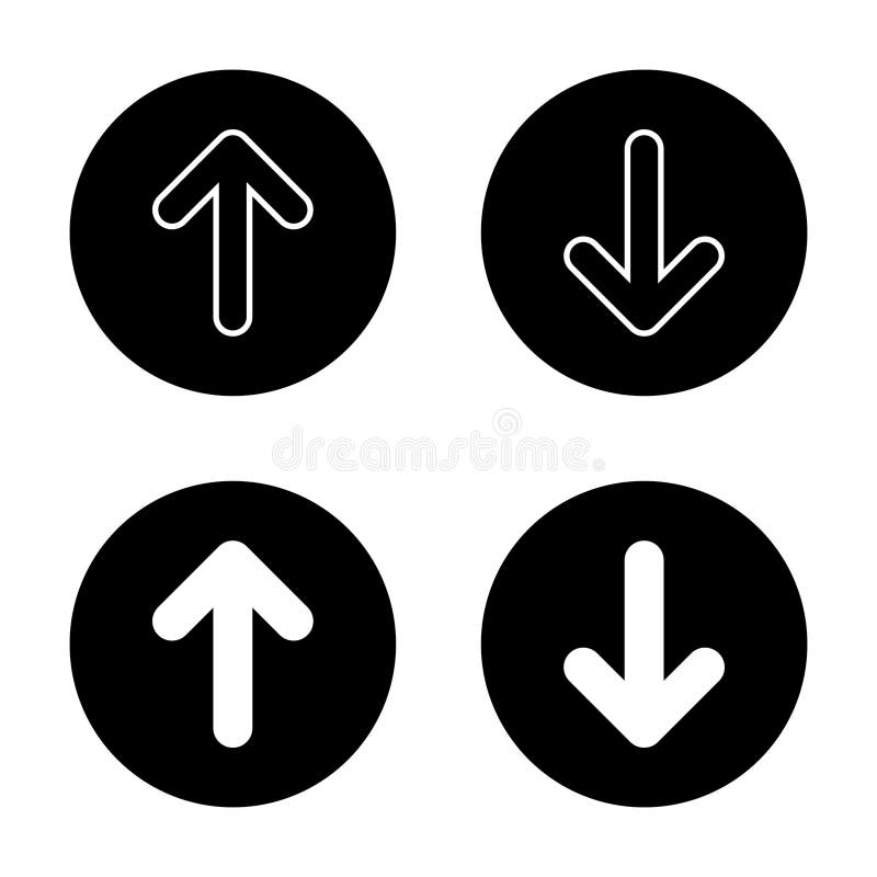 Up and Down Direction Arrow Icon on Black Circle Stock Vector ...