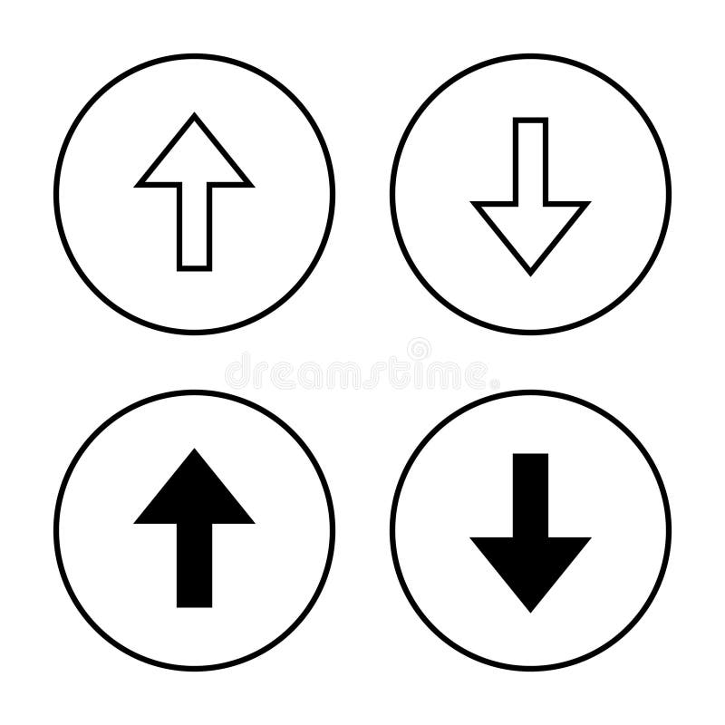 Up and Down Direction Arrow Icon on Circle Line Stock Vector ...
