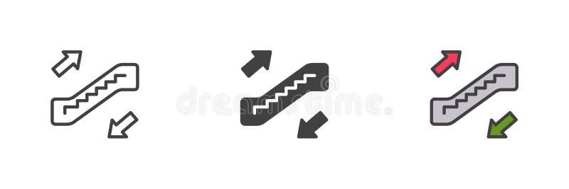 Up and Down Escalator Elevator Different Style Icon Set Stock Vector - Illustration of arrow ...