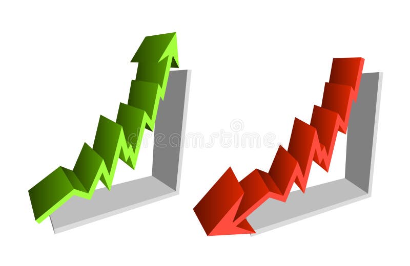 3d Graphs Showing Rise and Fall Stock Vector - Illustration of fund ...