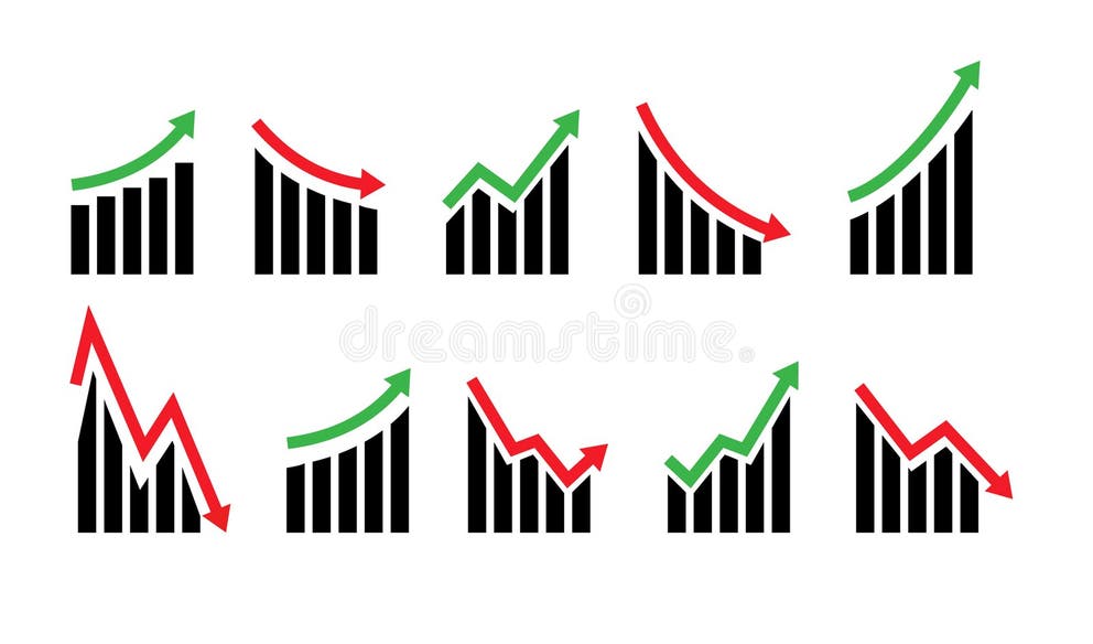 Up and Down Graph Chart Icon. Growth Increase and Decrease Sign. Graph or Diagram with Arrow ...