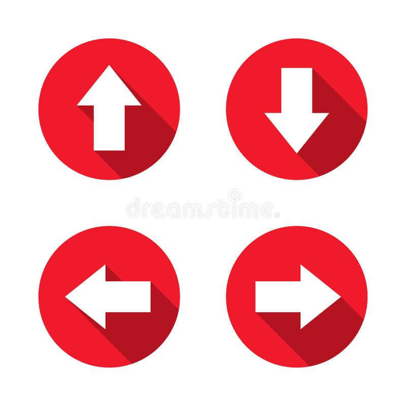 Up, Down, Left, and Right Arrow Icon with Long Shadow Stock ...