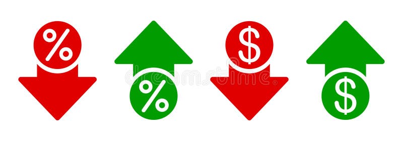Up and Down Percent Icon with Arrow, Money Dollar Decrease Increase Stock Vector - Illustration ...
