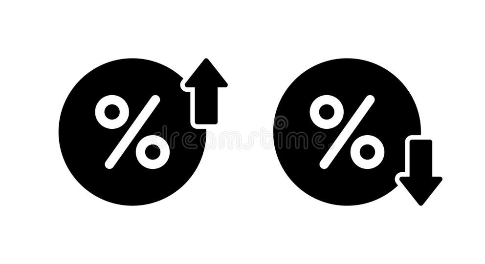 Up and Down Percent Icon. Increase and Decrease Percentage Sign Stock ...