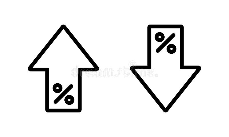 Up and Down Percent Outline Icon. Lower and Higher Arrow Sign Symbol ...