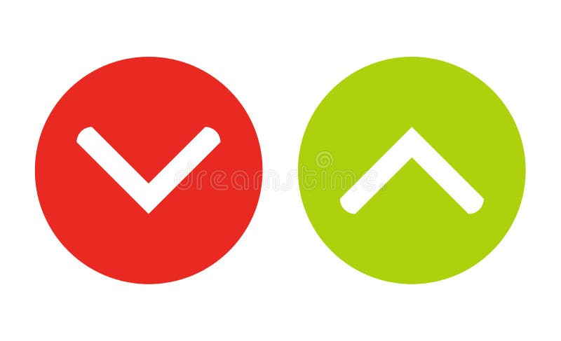 Up or Down? Red and Green Buttons Stock Illustration - Illustration of ...