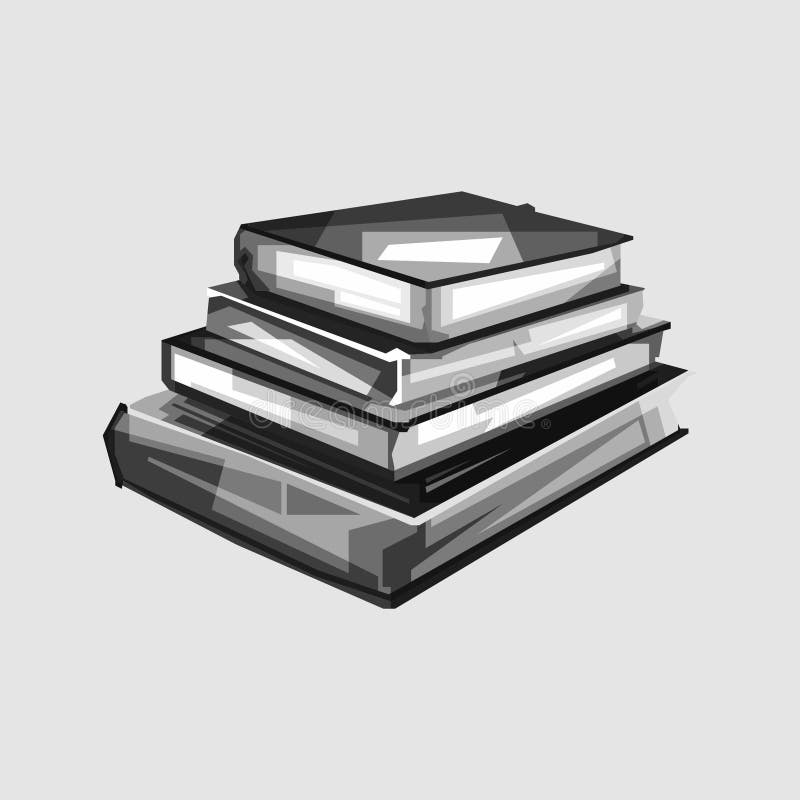 Grayscale Vector Stacked Books Design Cartoon Wpap Popart Artwork ...