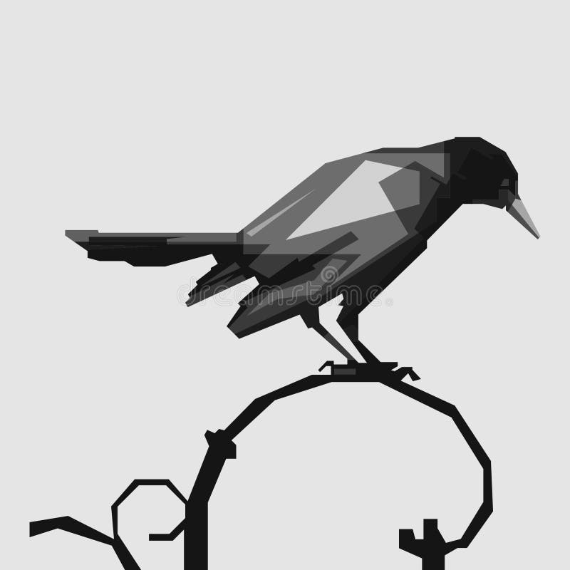 Grayscale a Crow Perched on a Lamp Post Design Cartoon Wpap Popart ...