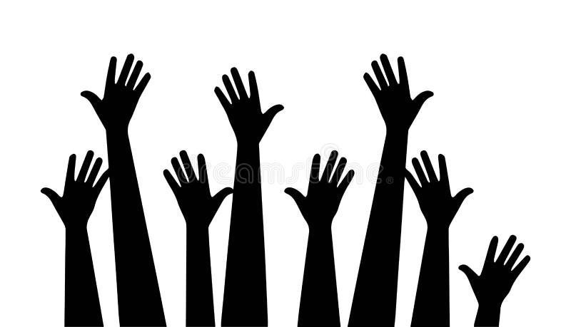 Up Hand Background Illustration. Hands Raised Up. Flat Design Style ...