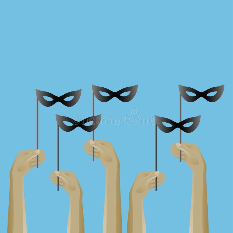 Up hands icon with masks. stock vector. Illustration of female - 53355092