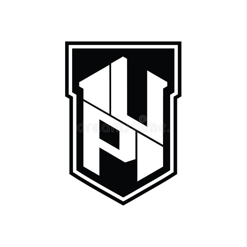 UP Logo Monogram Hexagon Geometric Up and Down Inside Shield Isolated ...