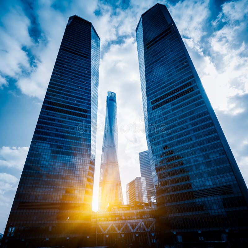 Up Looking Skyscrapers with Skyline in Shanghai Stock Photo - Image of ...