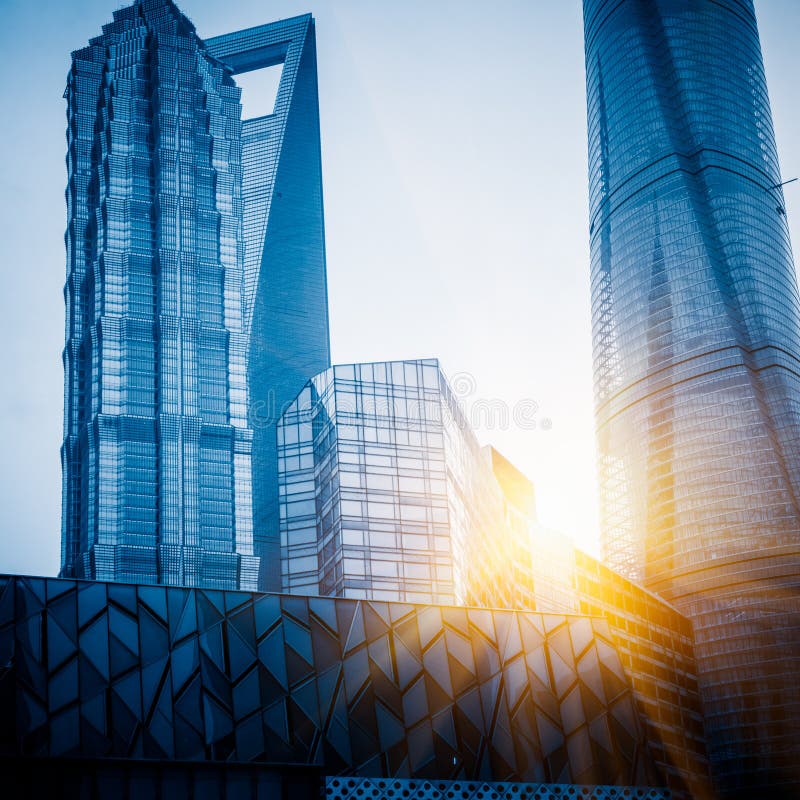 Up Looking Skyscrapers with Skyline in Shanghai Stock Image - Image of ...